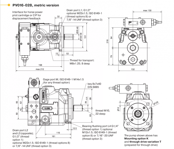Parker PV Series Hydraulic Piston Pump PV063 PV080 PV092 PV140 PV180 ...
